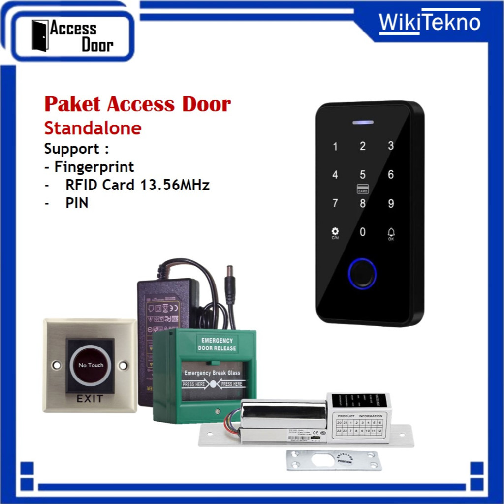 Jual Access Door Standalone Fingerprint Card & PIN - Pintu Kaca - 1 Set ...