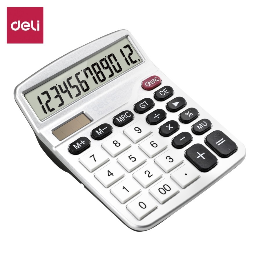 Jual Kalkulator Meja Deli Desktop Calculator Dual Power 12 Digit (Silver) | Shopee Indonesia