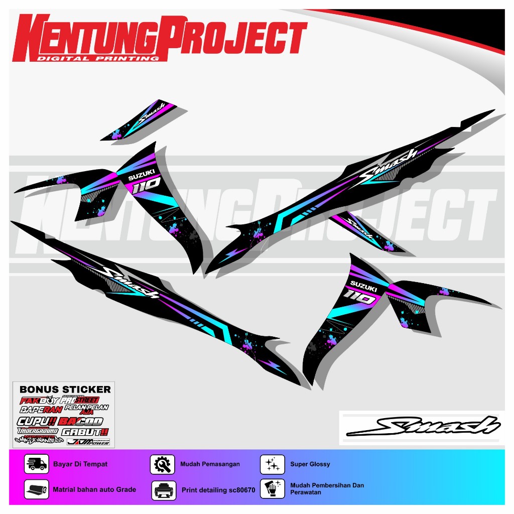 Jual STRIPING VARIASI SUZUKI SMASH 110 SR/SEMI FUL/ STICKER LIST MOTOR ...
