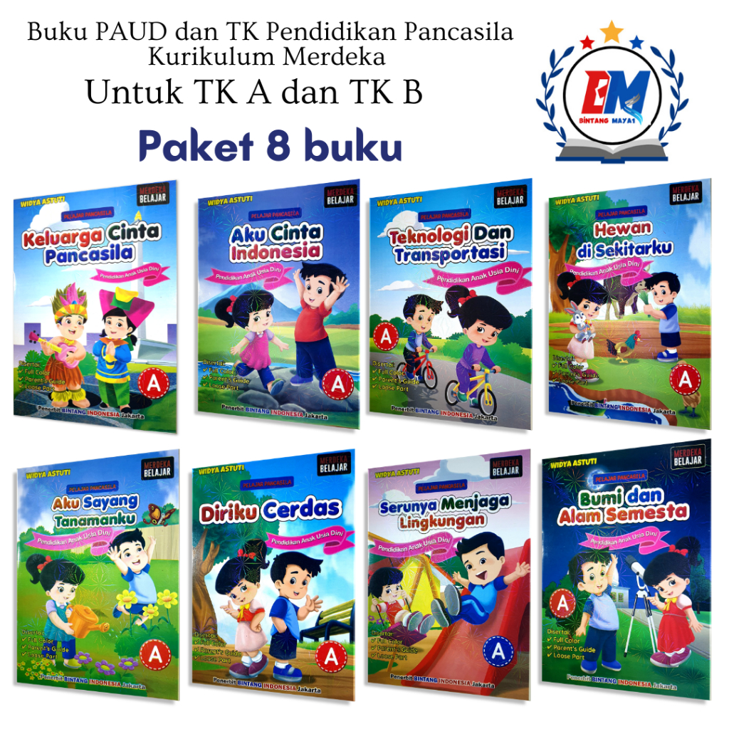 Jual Buku Pelajaran Paud dan TK.A Paket 8 buku Pendidikan Pancasila ...