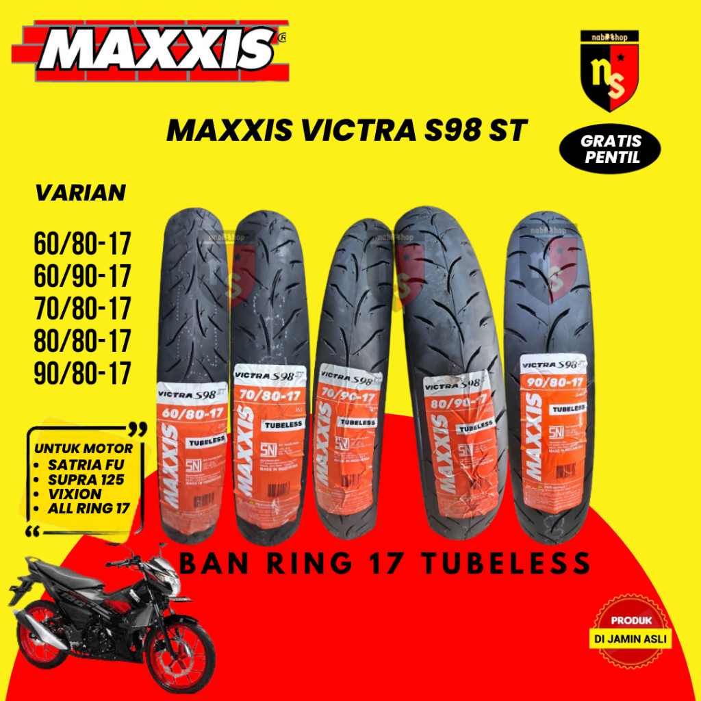 Jual Ban Motor Maxxis Victra 70/80-17 Ring 17 Tubeless Gratis Pentil ...