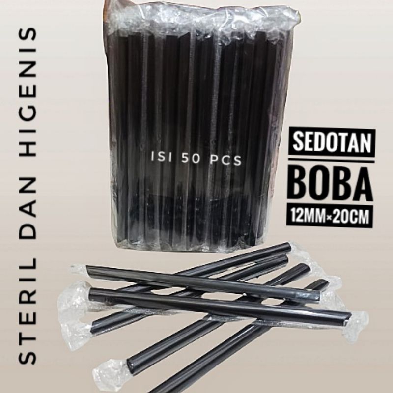 Jual Sedotan Plastik BoBa Hitam 12mm×20cm Steril - Sedotan Boba Hitam Bungkus (isi 50pcs ...
