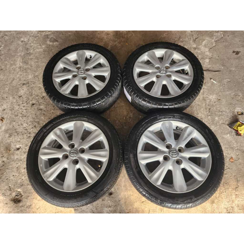 Jual velg mobil bekas murah oem yaris ring 15 lebar 5,5 pc 4x100 + ban | Shopee Indonesia