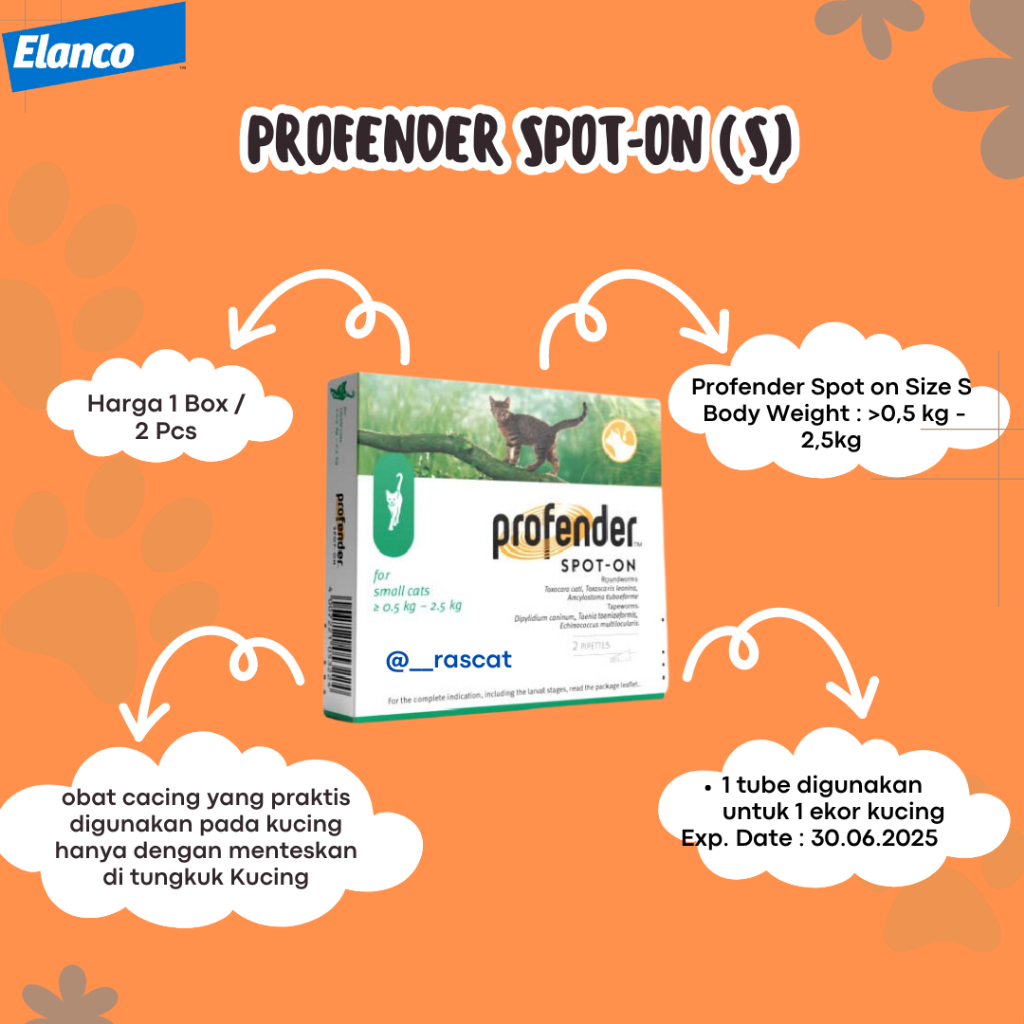 Jual Profender Spot On Cat Small / Berat 0.5 - 2.5 Kg / Obat Cacing ...