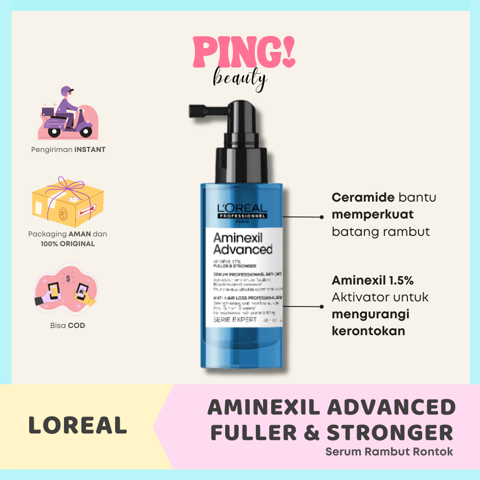 Jual Loreal Aminexil Advanced Fuller and Stronger 90ml Hair Tonic ...