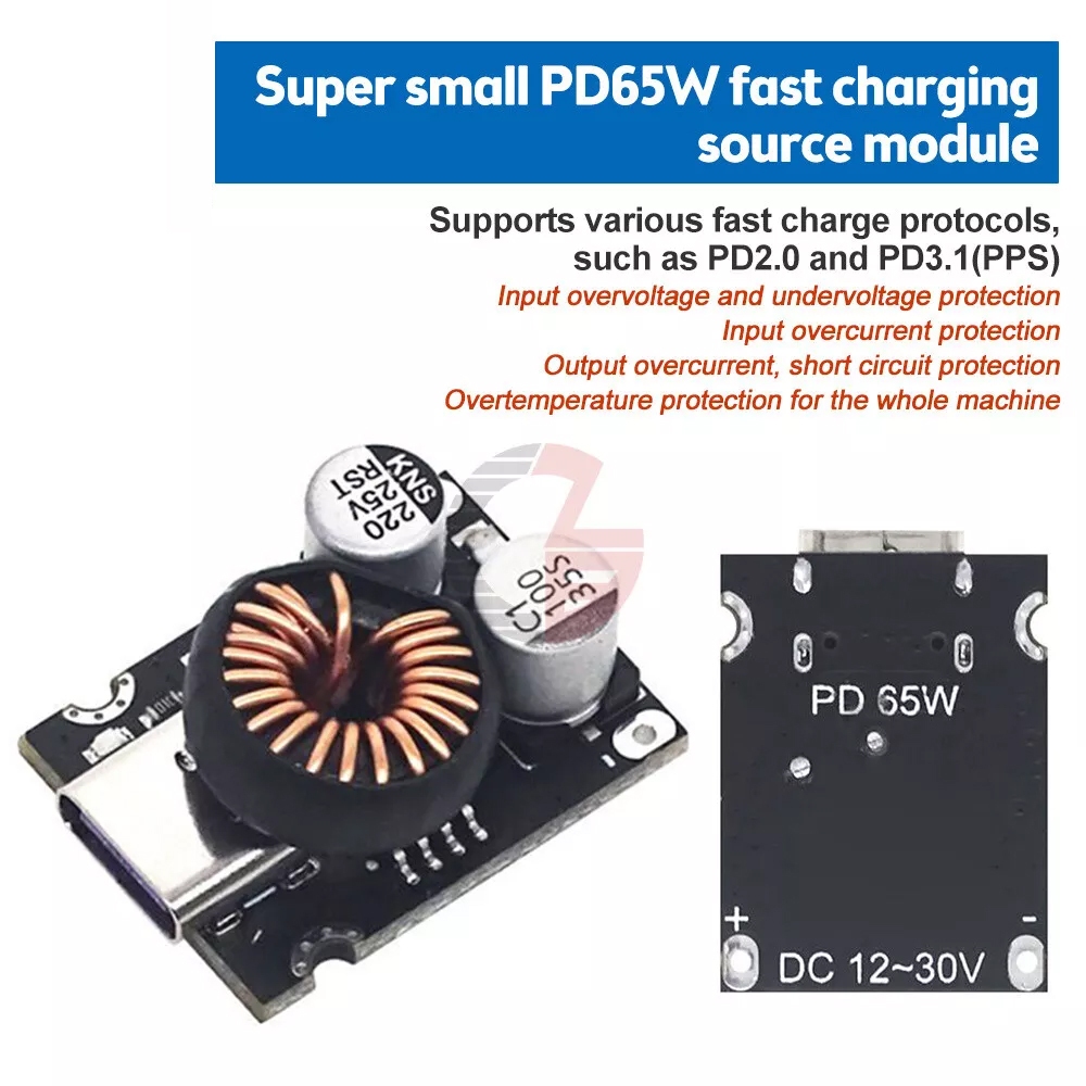 Jual Module step down Fast Charging Type-C PD 65W DC 8‑30V PD3.1 PPS ...