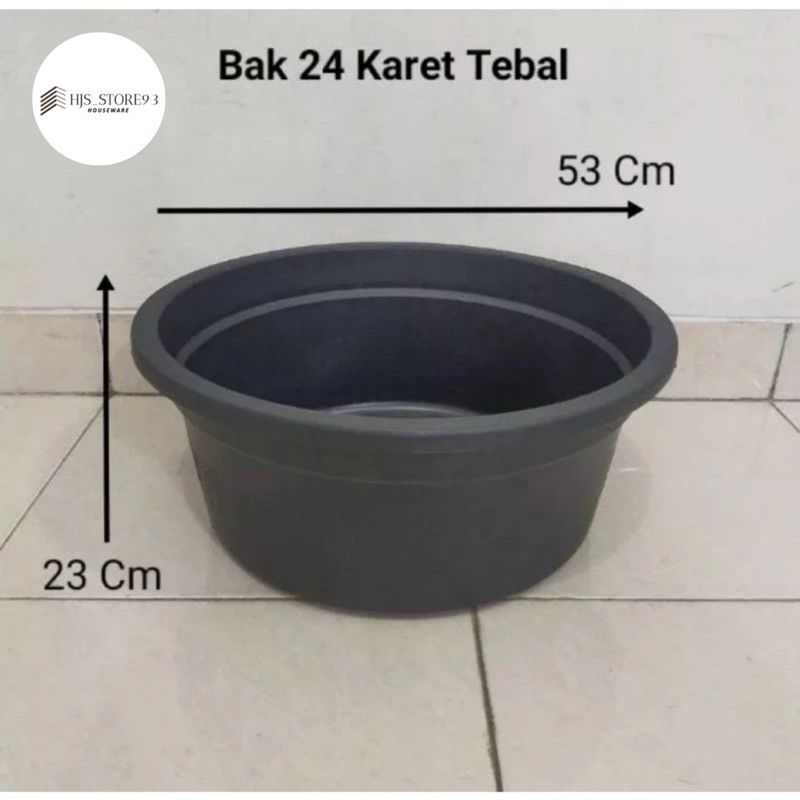 Jual bak 24 karet hitam / bak jumbo anti pecah / baskom besar / bak ...