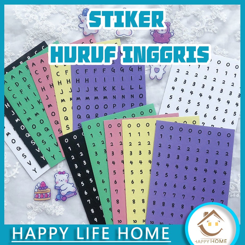 Jual Stiker Alphabet Warna Plain / Numeric Sticker Tulisan Angka ...