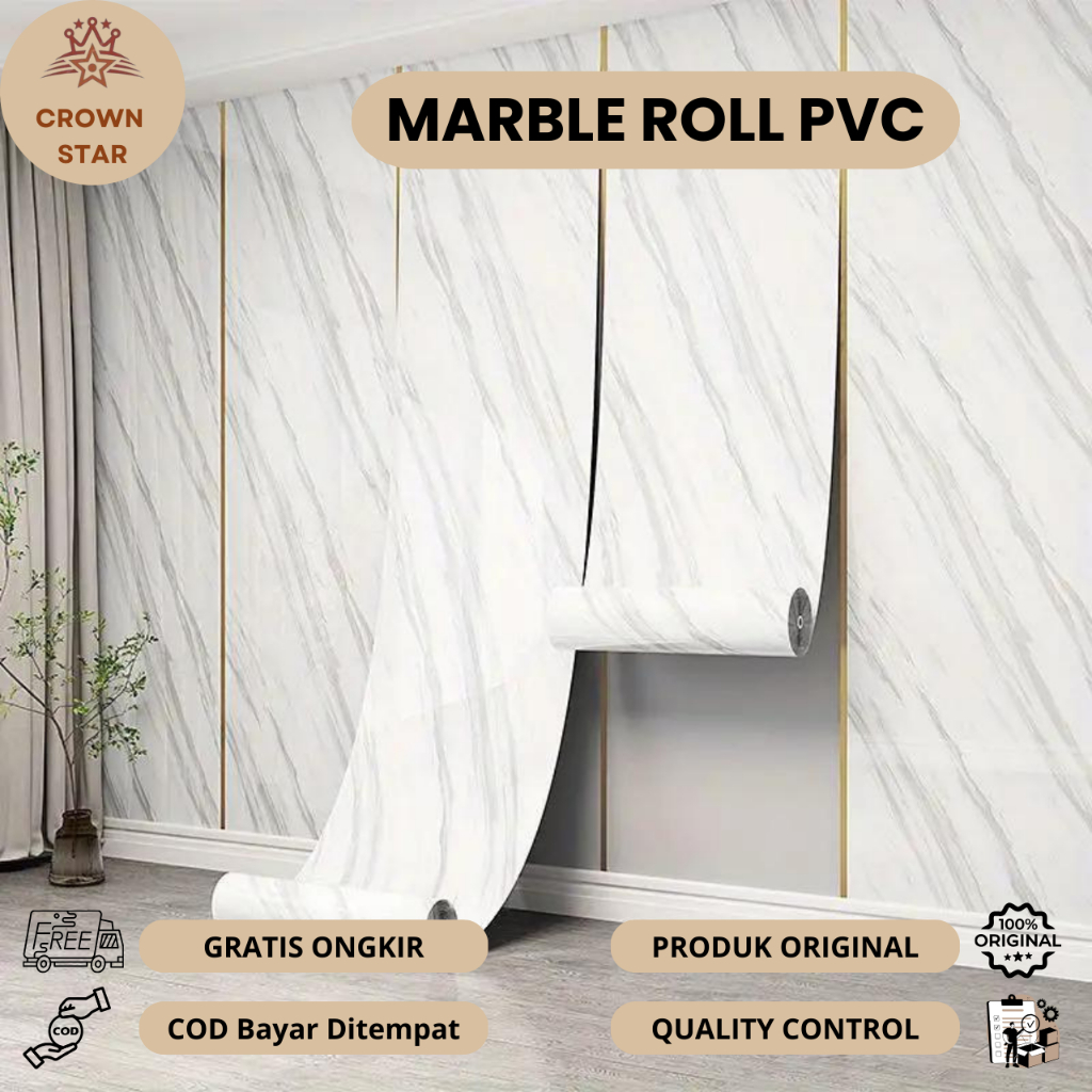 Jual WALLPAPER FOAM PVC MARMER 1 ROLL 60 CM X 3 METER MARBLE FOAM ...