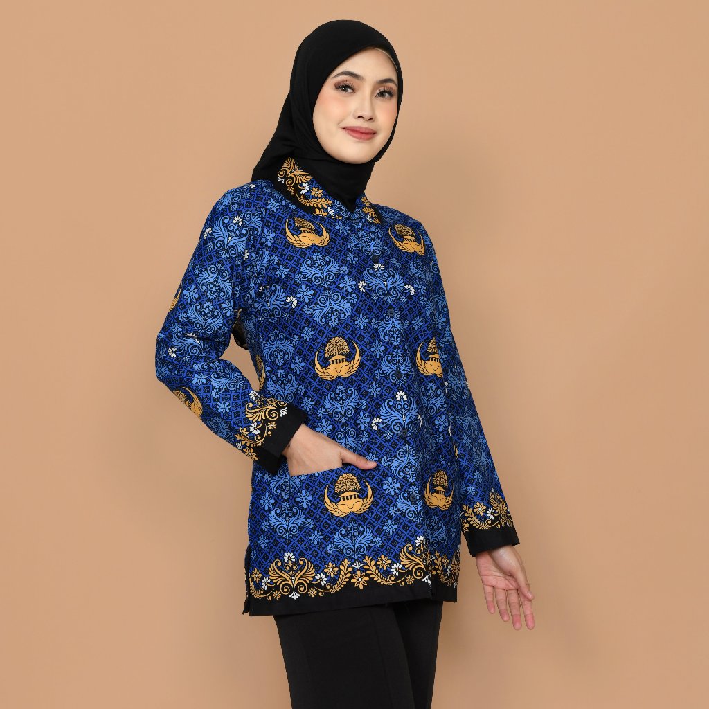 Jual SumberRejekiJeans - MOERBA Baju Batik Korpri Wanita Motif Terbaru Furing S M L XL XXL XXXL ...