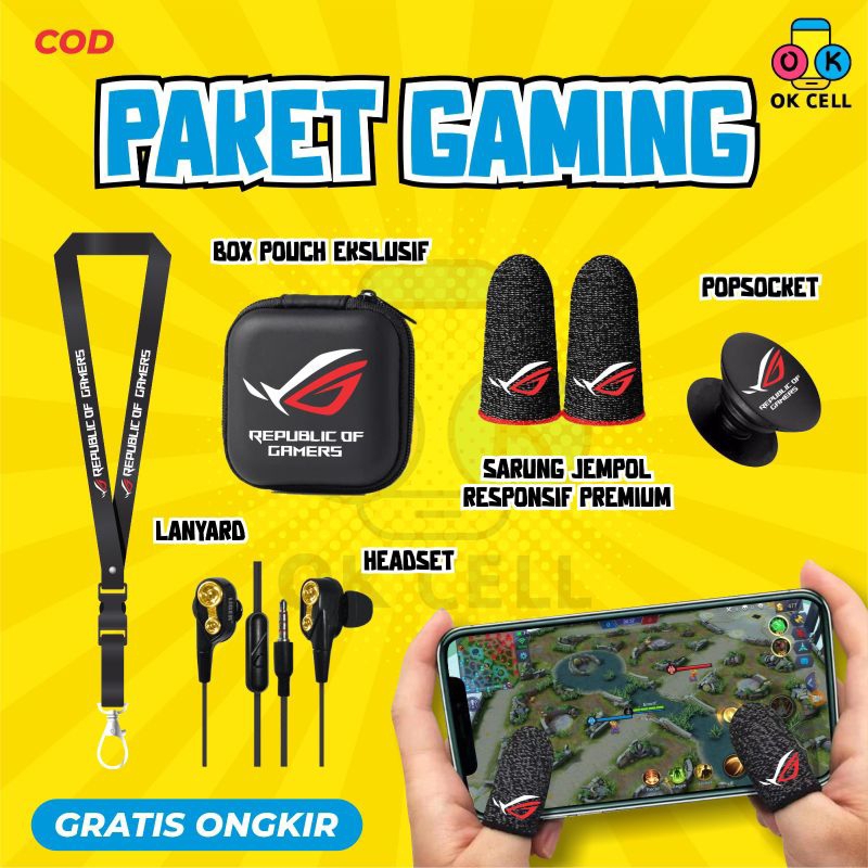 Jual PAKET 5 ROG - POUCH BOX HEADSET GAMING LANYARD SARUNG JEMPOL GAME ...