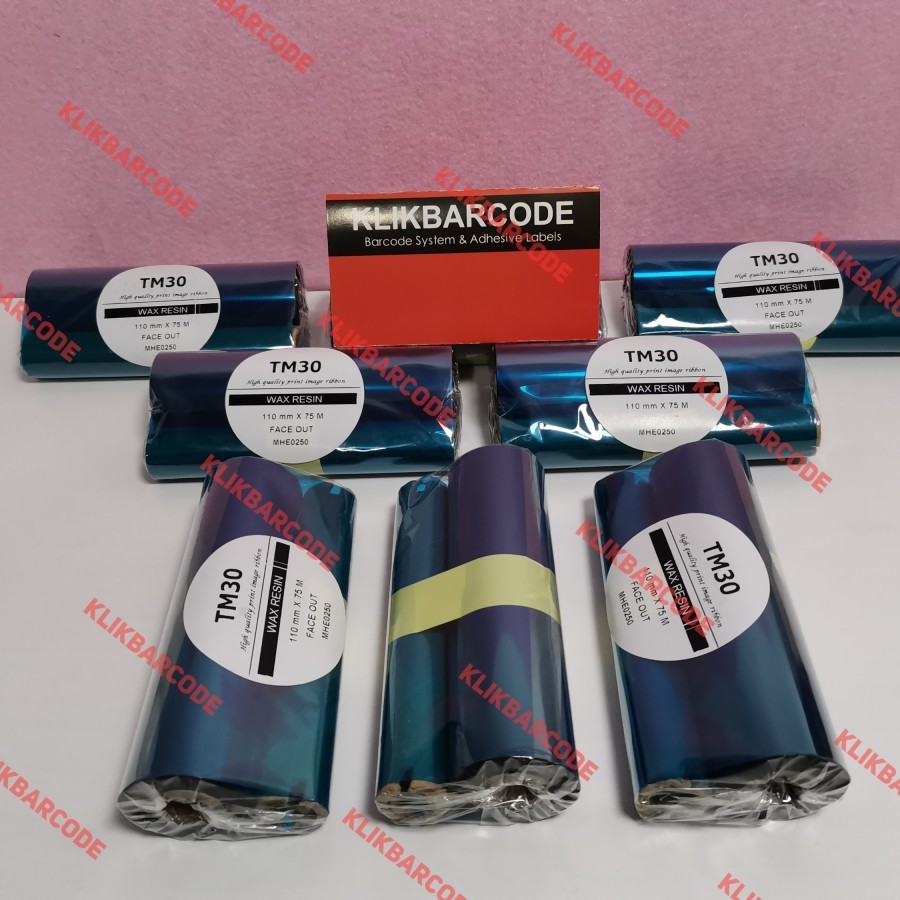 Jual ribbon pita printer wax resin ukuran 110 x 75 meter. face out ...