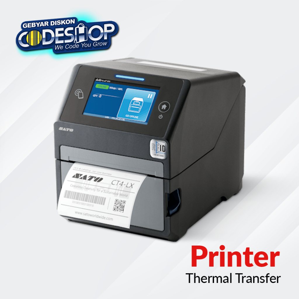 Jual SATO CT4-LX Printer Label Barcode Thermal Transfer with Display Touchscreen USB LAN ...