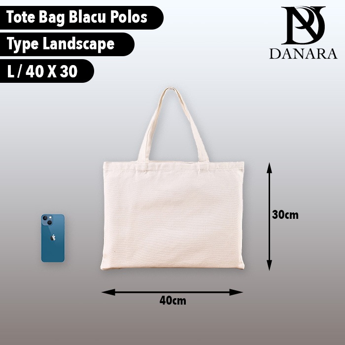 Jual DANARA Totebag Blacu Putih Polos Type Landscape 40X30 | Shopee Indonesia