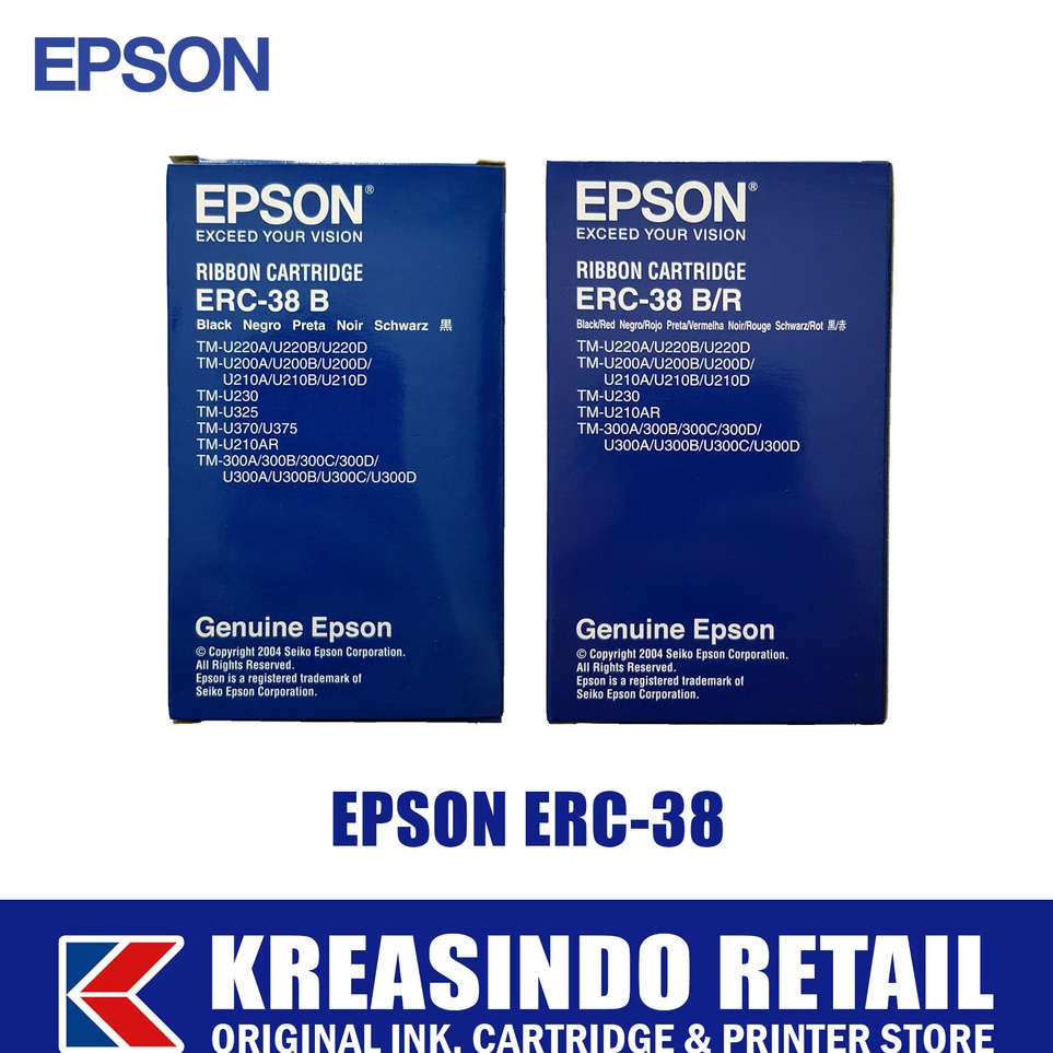 Jual Epson Ribbon Cartridge Pita Tinta ERC38 Original Black BlackRed KODE U1B3 | Shopee Indonesia