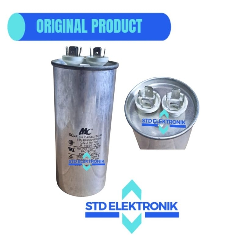 Jual Kapasitor AC 2,5 PK 60 uf MC - Capasitor MC 60uf untuk AC 2,5 PK ...