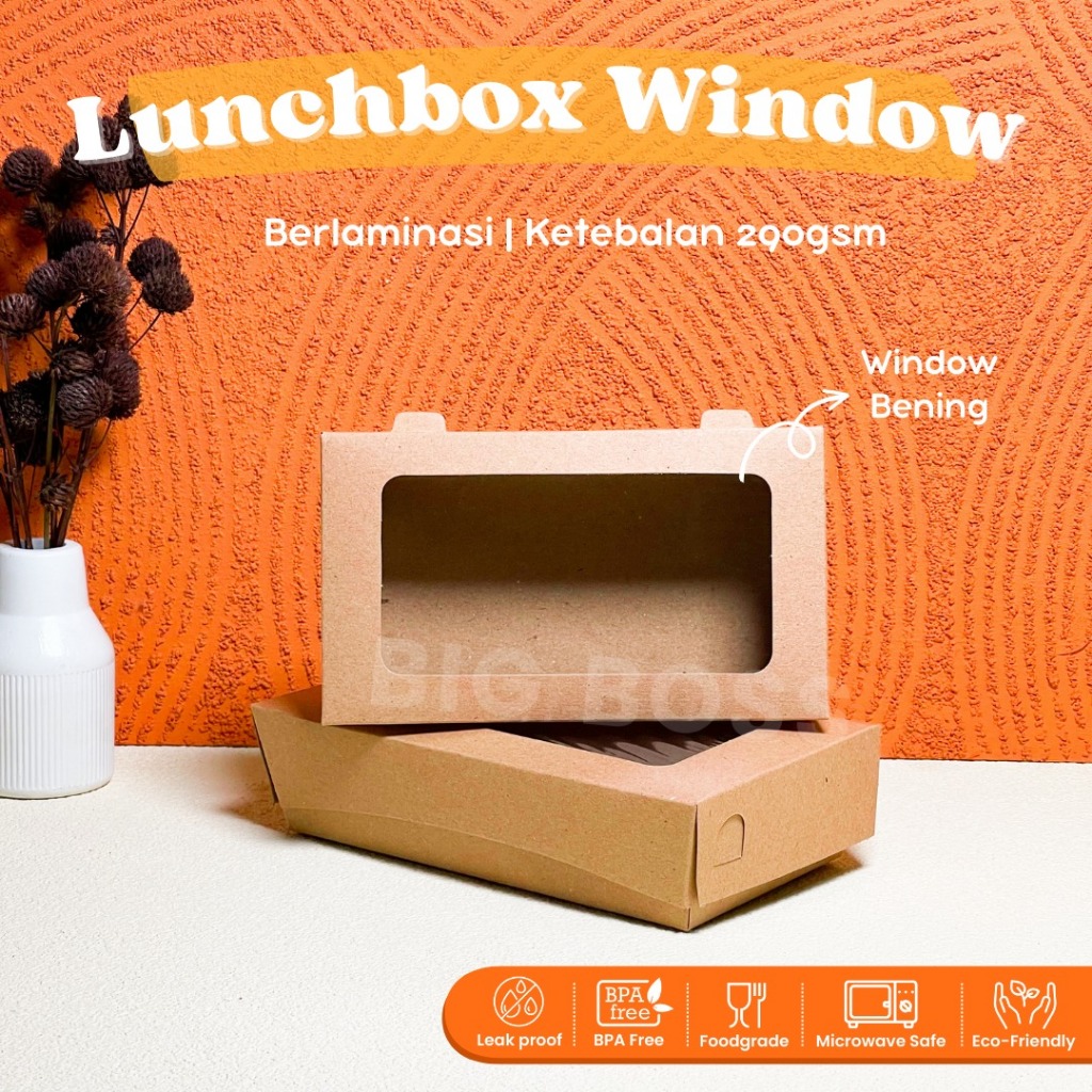 Jual Paper Lunch Box Window Laminasi Food Grade Size S M L / Kotak ...