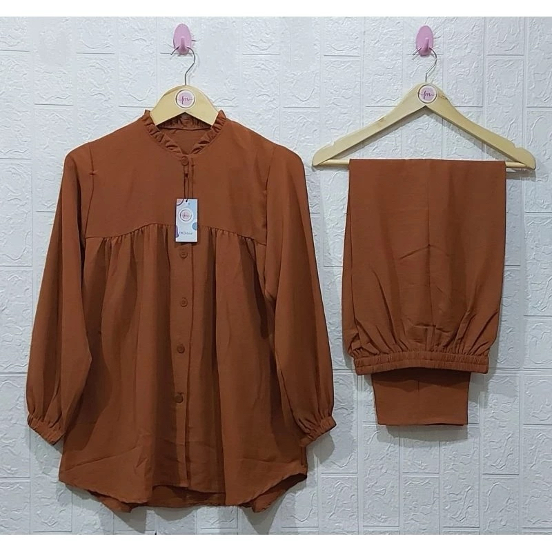 Jual One Set Rayon Crinkle Airflow Premium Jumbo Busui Friendly - Baju Setelan Wanita Kekinian ...