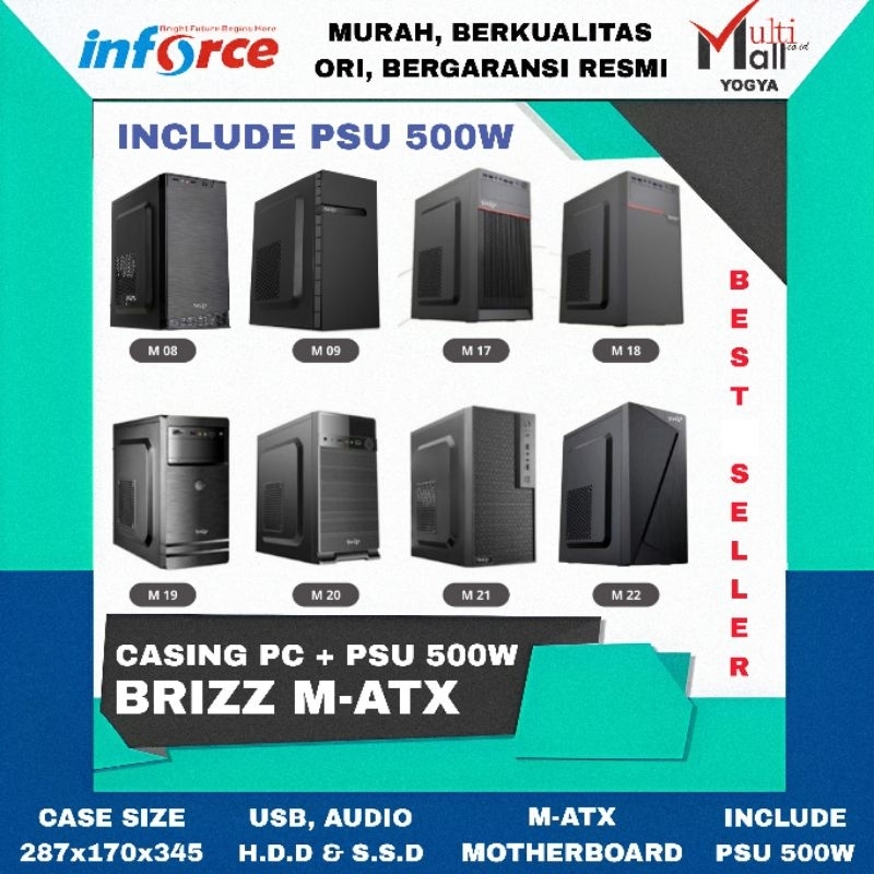 Jual Brizz Casing PC M-ATX Include PSU 500 Watt | Shopee Indonesia