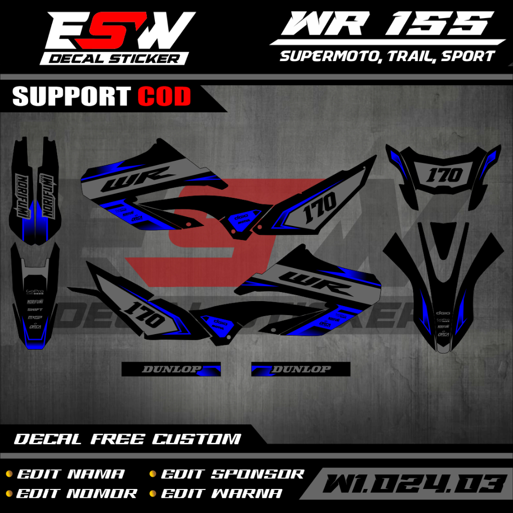 Jual DECAL WR 155, SUPERMOTO, TRAIL, BEBAS CUSTOM, DECAL STICKER STIKER ...