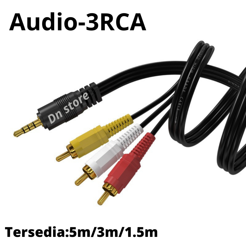 Jual Kabel Audio Video 3-1 AV to 3 RCA / 1,5m / 3m / 5m 1-3 Merah Putih ...