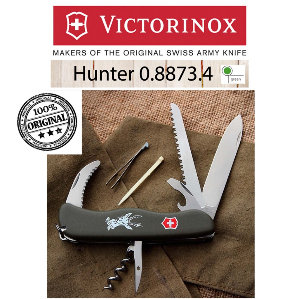 Jual Victorinox Hunter GREEN 0.8873.4 & RED 0.8573 Pisau Lipat SAK ...