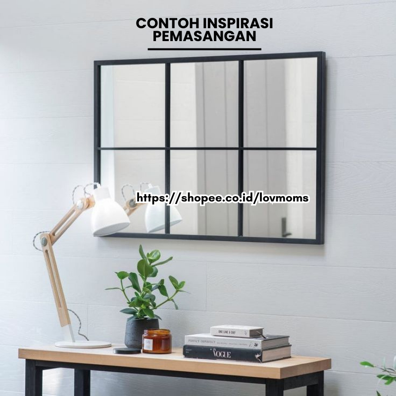 Jual Cermin Aesthetic Tempel Dinding 30X30 Frame Kayu Hiasan Dekorasi ...