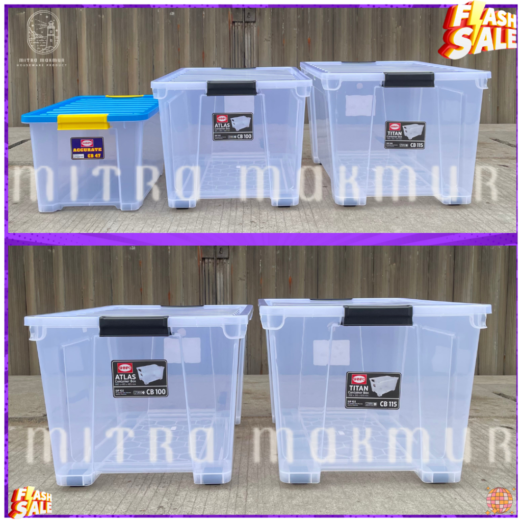 Jual CONTAINER BOX PLASTIC CLEAR KONTAINER BOX BENING 47 100 115 LITER ...