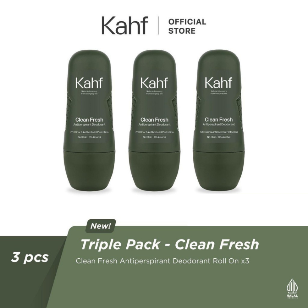 Jual WAWA - Isi 3 pcs Kahf Clean Fresh Antiperspirant Deodorant Roll On ...