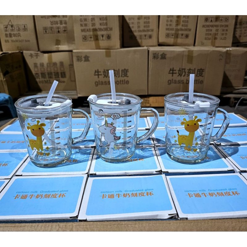 Jual gelas susu anak + box gelas susu gambar karakter hewan gelas susu ...
