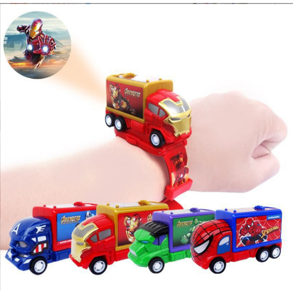 Jual Jam Tangan Mainan Anak Mobil Truk pull back Proyeksi Gambar LED ...