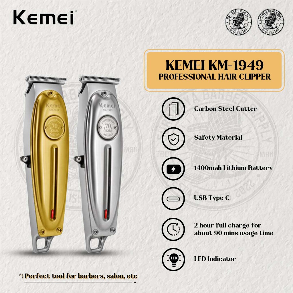 Jual Kemei Trimmer KM-1949 Alat Cukur Rambut Elektrik Alat Pangkas Rambut Barber | Shopee Indonesia