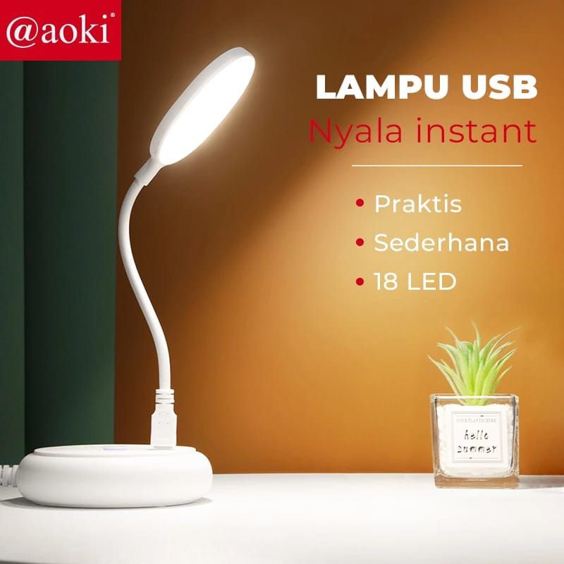 Jual Lampu USB LED Aoki AU100 / Lampu Belajar LED Fleksibel / Lampu ...