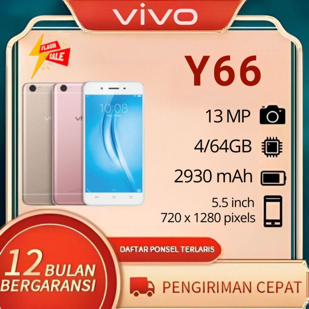 Jual VIVO TYPE Y66 RAM 4/64GB $PROMO$ FULLSET GARANSI 12BULAN | Shopee ...