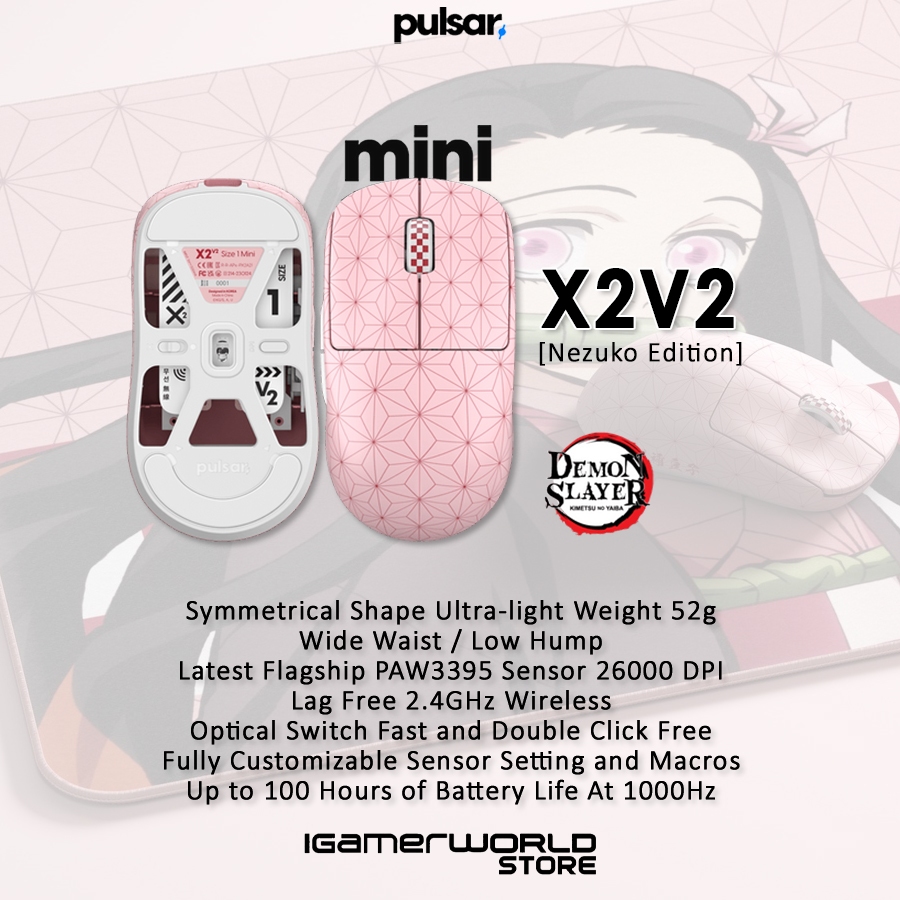 Jual Pulsar X2V2 [Demon Slayer] NEZUKO Wireless Gaming Mouse | Shopee ...
