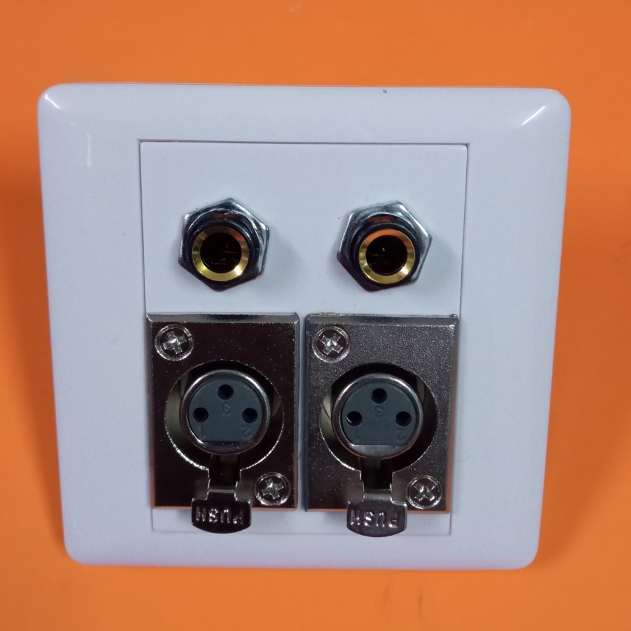 Jual Face plate XLR 2 Port Female 3 Pin + 2 mic 6.35mm Female | Shopee ...