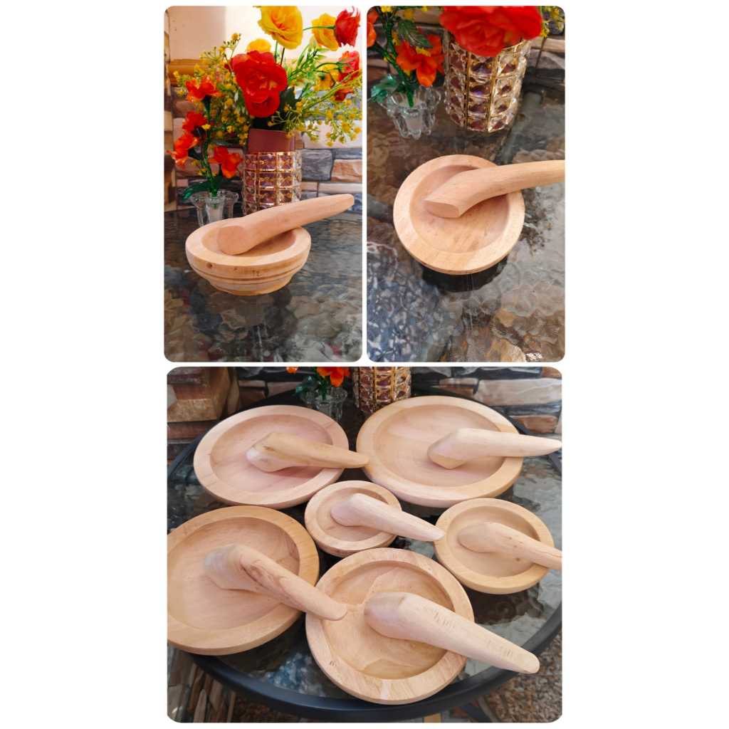 Jual Set Cobek dan ulekan Kayu Cobek Kayu Asli Cobek Kayu Estetik /Set ...