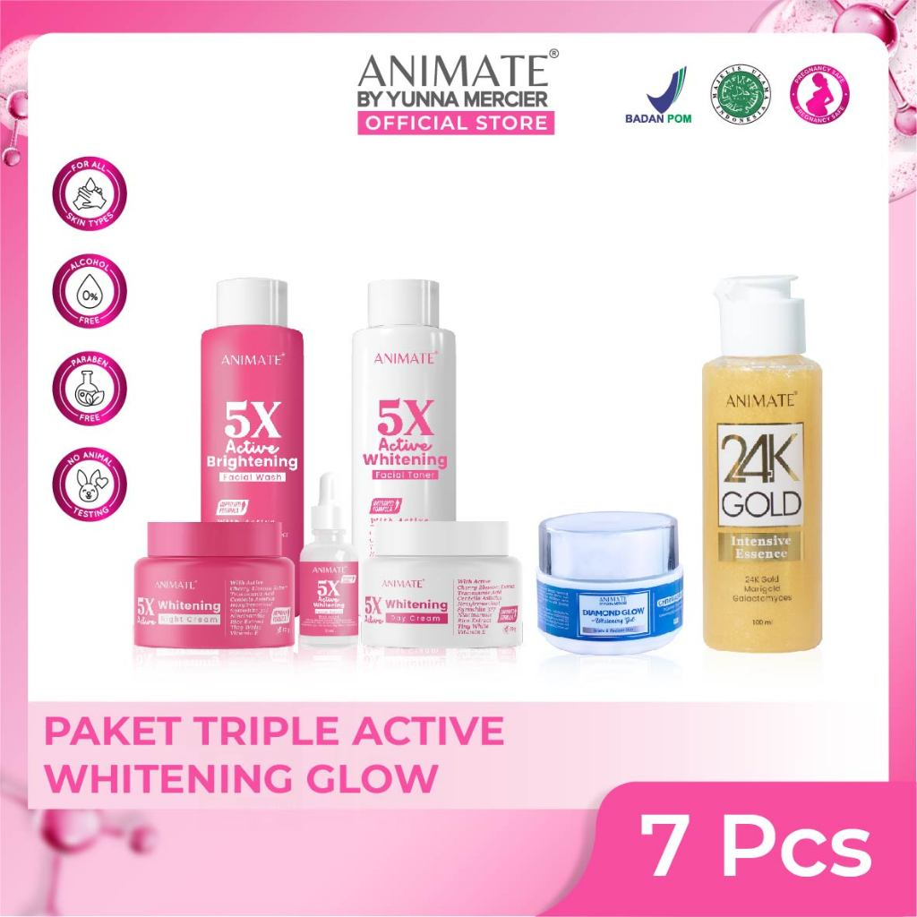 Jual Paket Triple Active Whitening Glow (Animate 5x Active Whitening ...