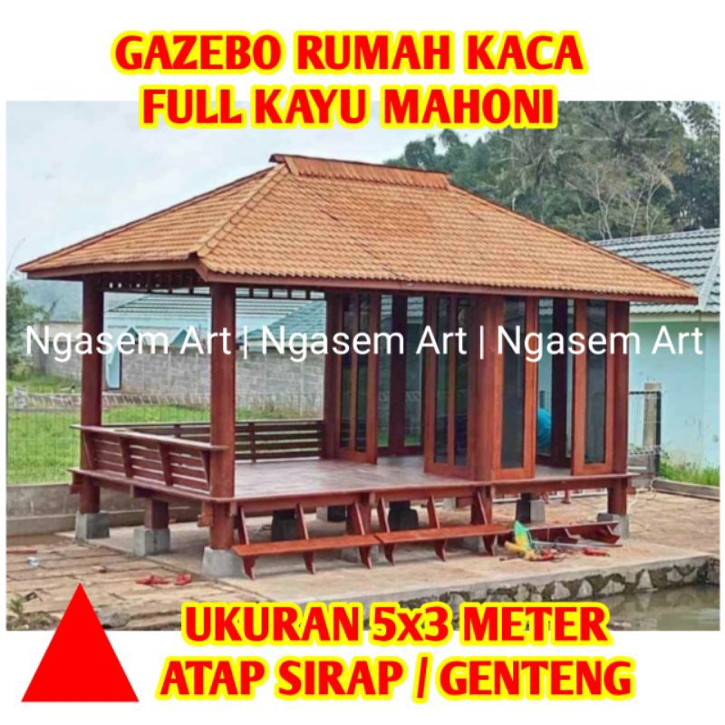 Jual GASEBO RUMAH KACA 3X5 | GAZEBO KAYU MAHONI | Shopee Indonesia