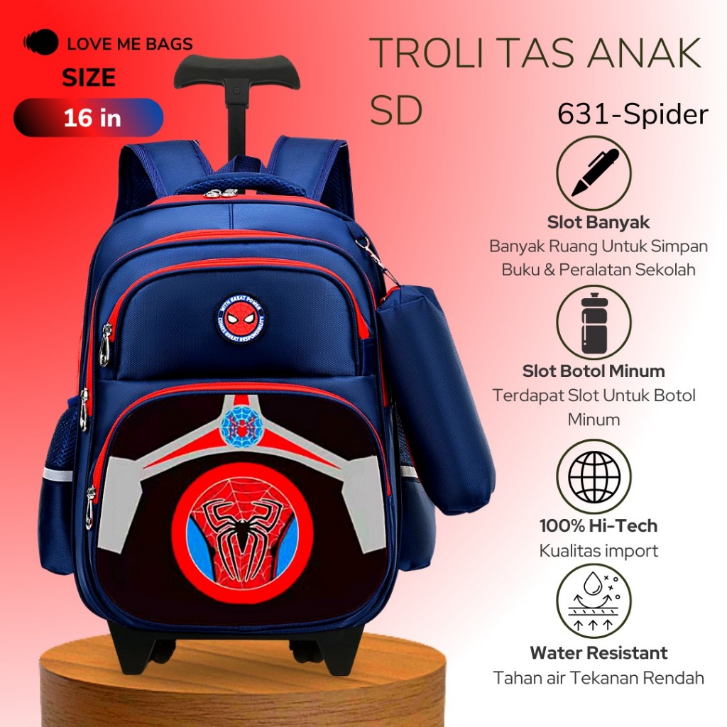 Jual LMB Tas Troli Anak Sekolah Laki Laki SD Import Karakter Superhero Bahan Nilon Premium Tebal ...