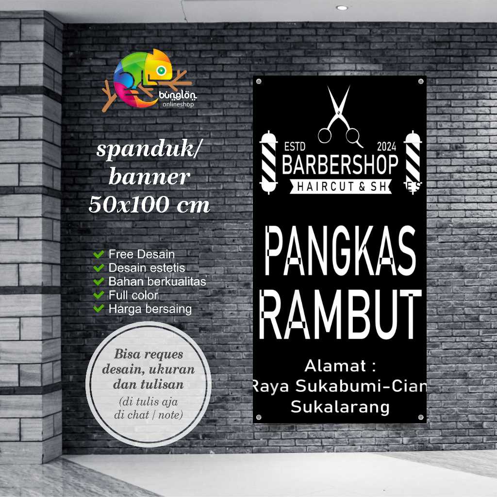 Jual Spanduk Banner MMT Pangkas Rambut Barbershop Keren Free Custom ...