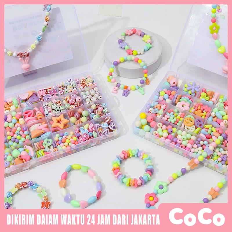 Jual Diy Beaded Set Kotak Manik Meronce Mainan Edukasi Edukasi ...