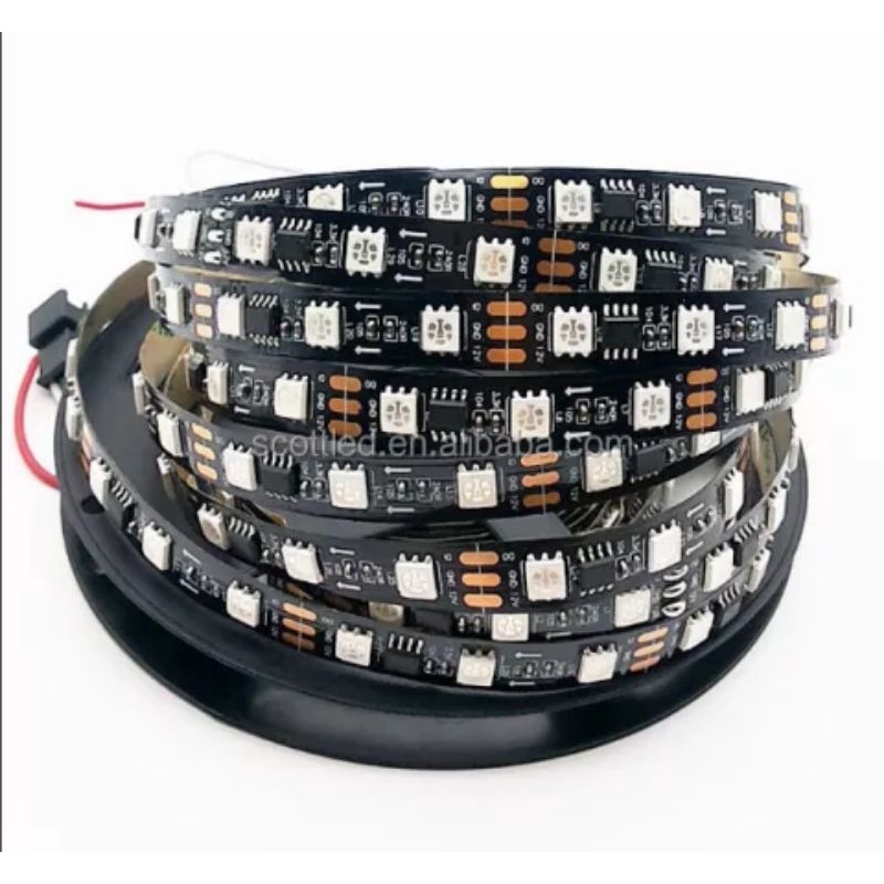 Jual LED WS2811 12v 5m 60LED/m IC original wordsemi PCB hitam RGB IP 20 ...