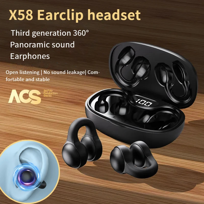 Jual X58 TWS Wireless Headphones Ear Clip Bluetooth Earphone Bone ...