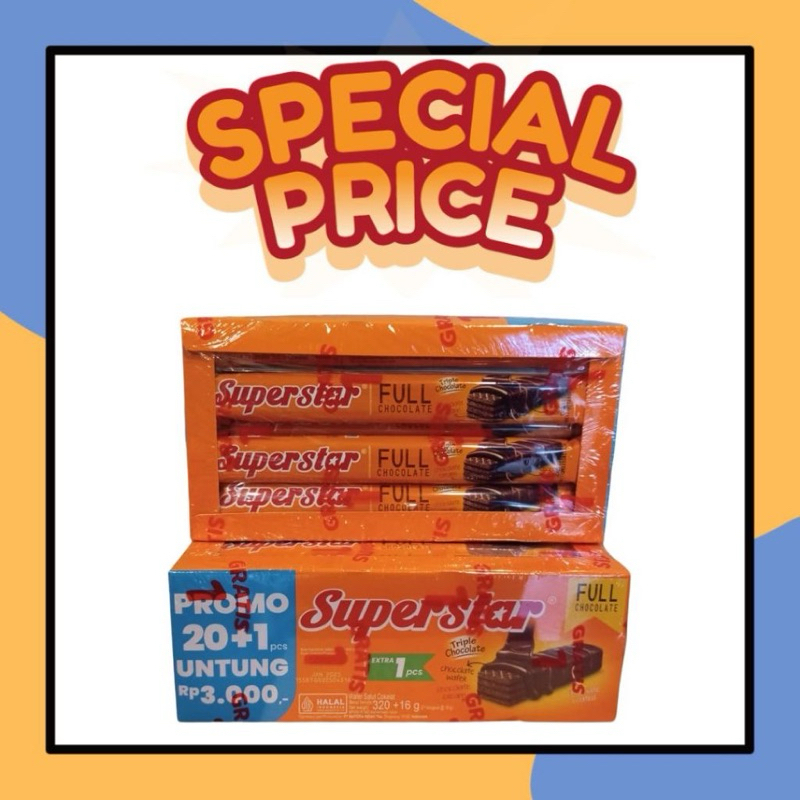 Jual WAFER COKLAT ROMA SUPERSTAR TRIPLE CHOCOLATE BOX 20 PCS x 16 GR ...