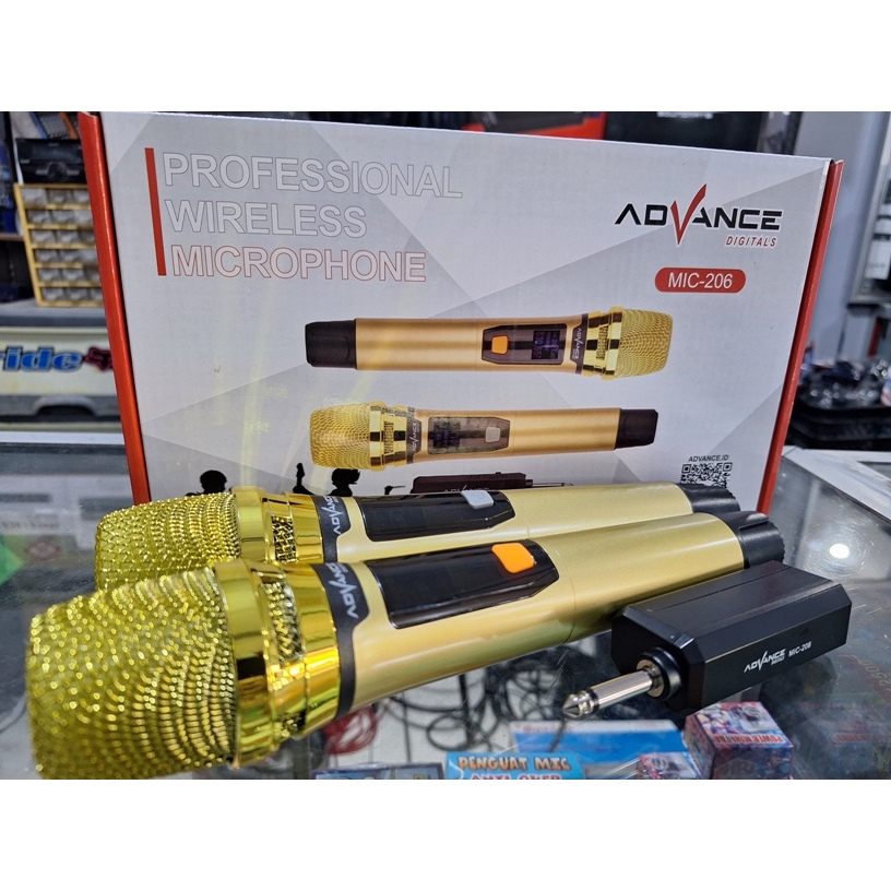 Jual Mic Wireless DOUBLE Profesional Microphone advance 206 Tanpa Kabel ...