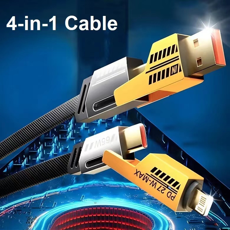 Jual 4 in 1 Convertible Metal Fast Data Braided Cable PD 65W C to C ...