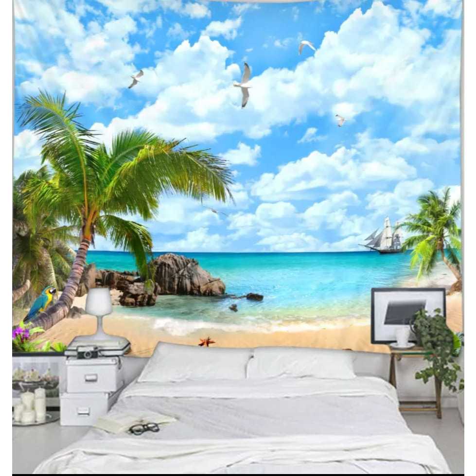 Jual TERLENGKAP Wallpaper Dinding Pemandangan Alam Pohon Kelapa di ...