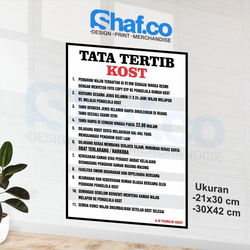 Jual STICKER TATA TERTIB KOST KEREN | Shopee Indonesia