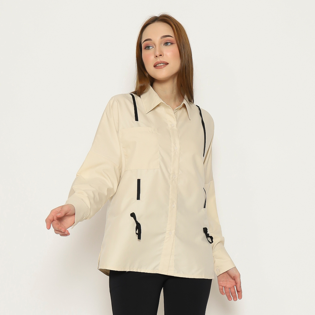 Jual Ariella Twin Ribbon Blouse 004 | Wilexa Official | Kemeja Wanita ...